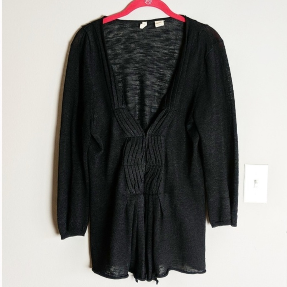 Anthropologie Moth Gathered 3/4 Sleeve Cardigan - Gem